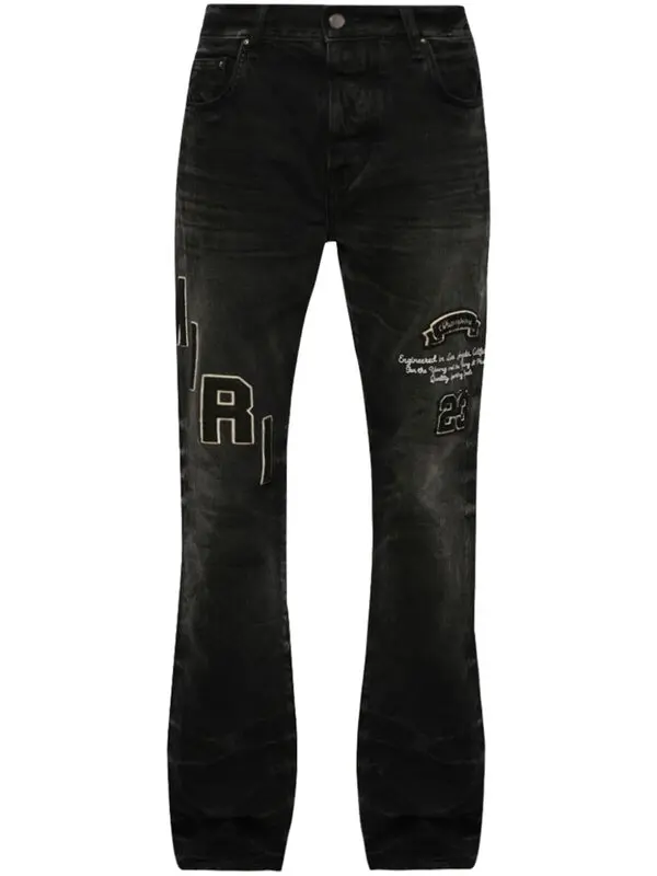Amiri Logo-patch Distressed Jeans - Black