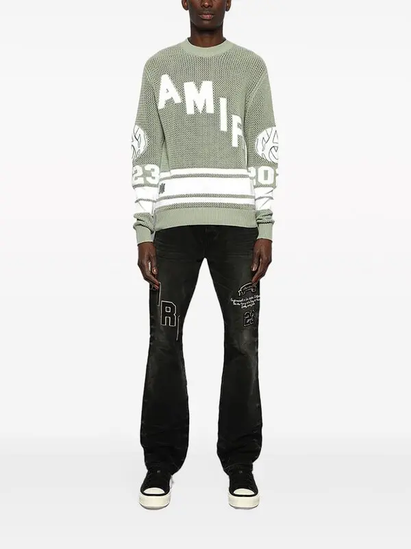 Amiri Logo-patch Distressed Jeans - Black
