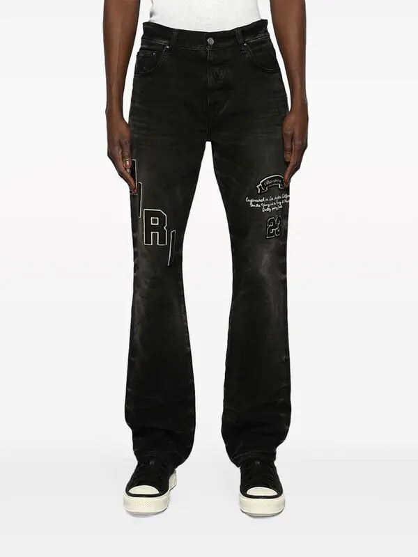 Amiri Logo-patch Distressed Jeans - Black