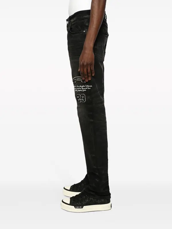 Amiri Logo-patch Distressed Jeans - Black