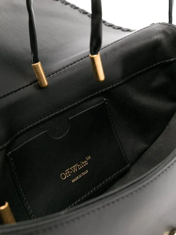 Off-White Braided-trim Leather Tote Bag