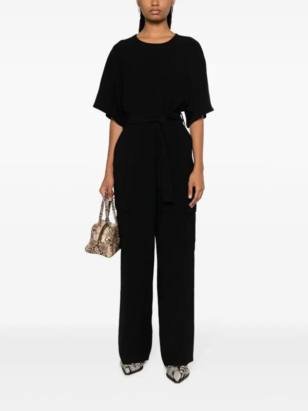 P.a.r.o.s.h Wide-leg Cargo Jumpsuit - Black