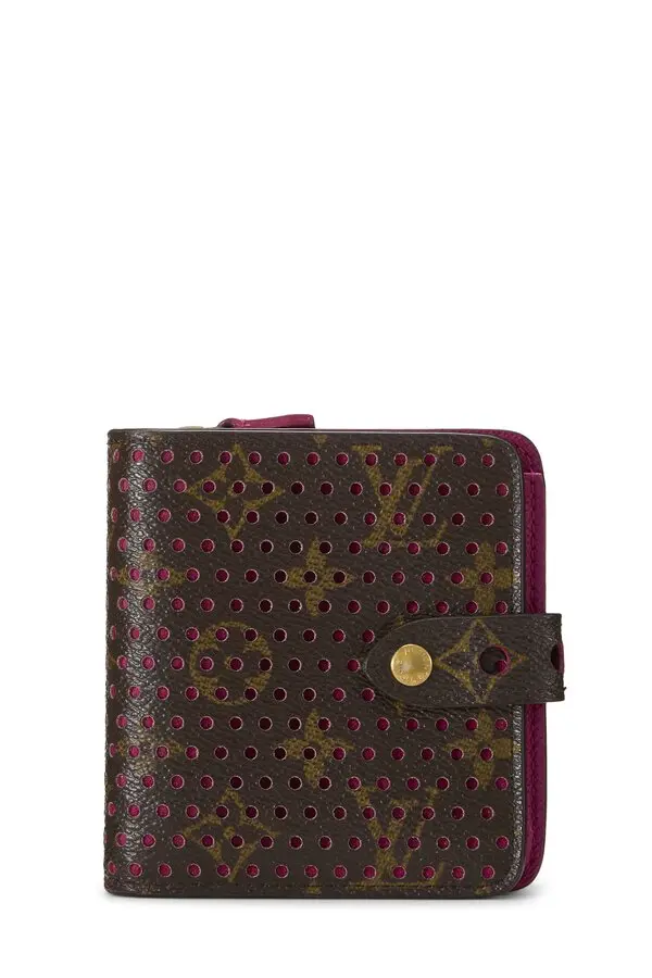 LOUIS VUITTON Monogram Canvas Perforated Zippy Compact - Pink