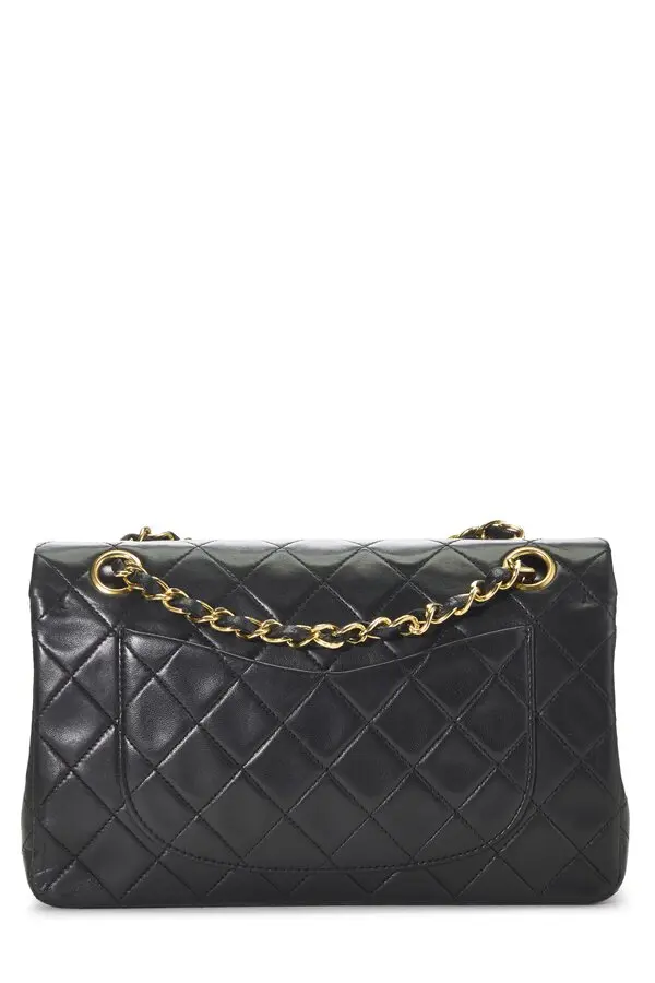 Chanel Quilted Lambskin Classic Double Flap Small Shoulder Bag - Black