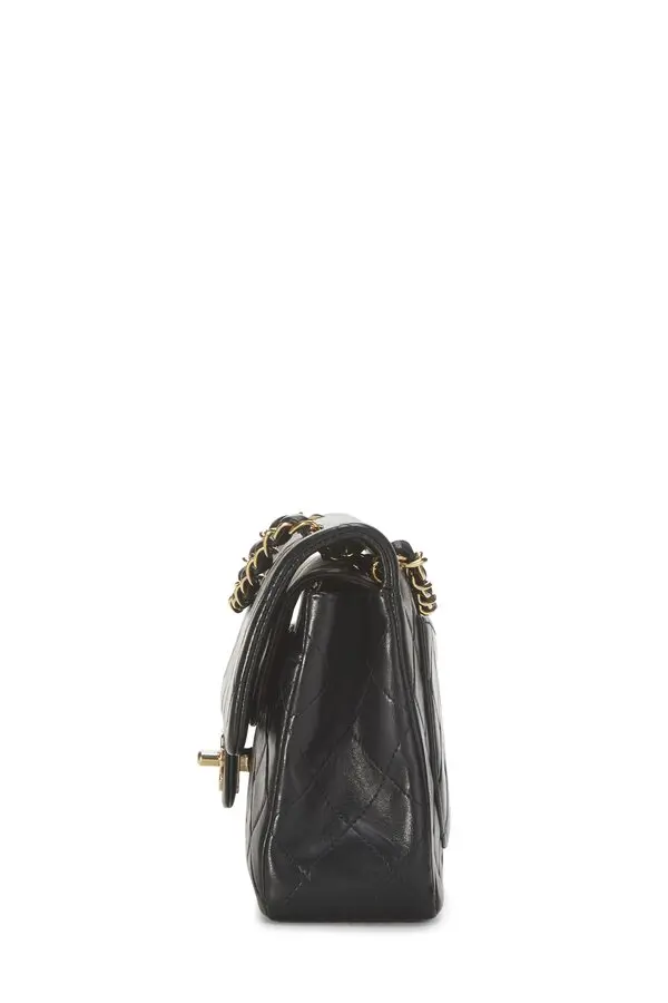 Chanel Quilted Lambskin Classic Double Flap Small Shoulder Bag - Black