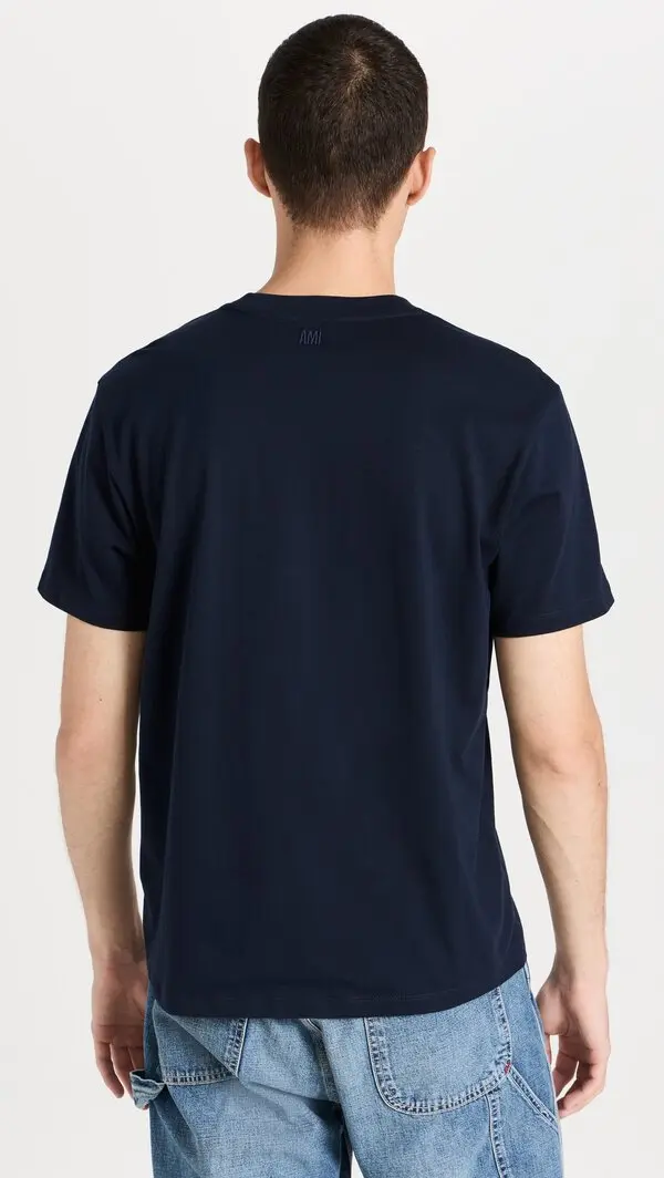 AMI Paris Adc Classic Fit Tonal Logo Tee - Night Blue.430