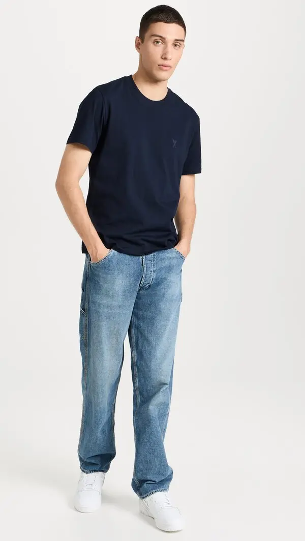 AMI Paris Adc Classic Fit Tonal Logo Tee - Night Blue.430
