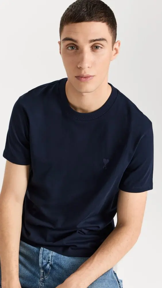AMI Paris Adc Classic Fit Tonal Logo Tee - Night Blue.430