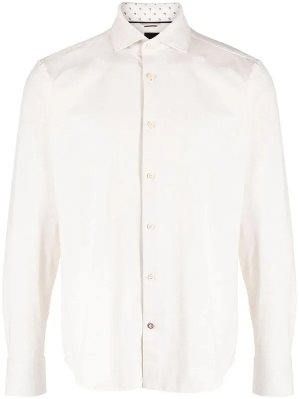 BOSS Stretch-cotton Twill Shirt - Neutrals
