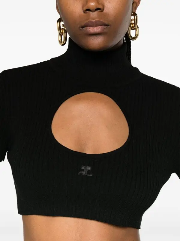 COURREGES Logo-embroidered Jumper - Black