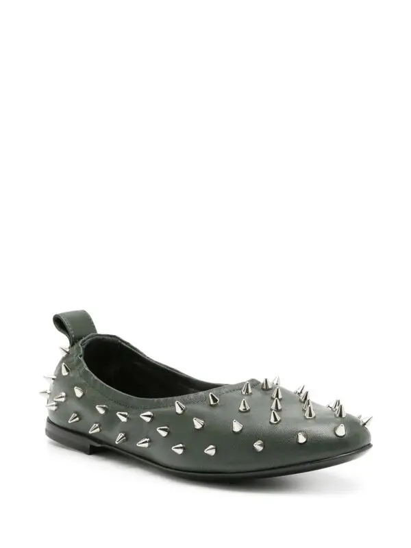 Agl Milly Spike-studded Leather Ballerinas