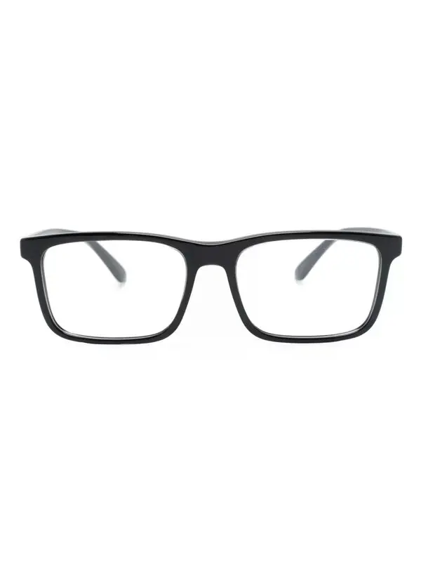 Emporio Armani Polished-effect Rectangle-frame Glasses - Black