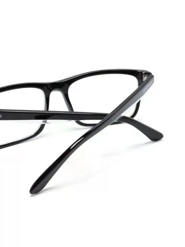 Emporio Armani Polished-effect Rectangle-frame Glasses - Black