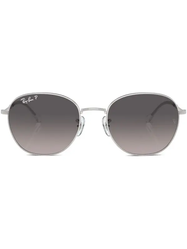 Ray-ban Logo-print Round-frame Sunglasses - Silver