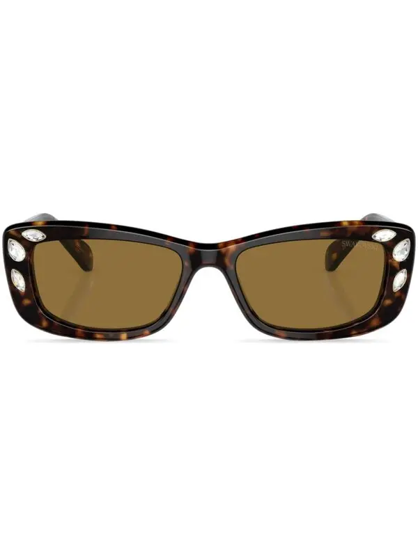 SWAROVSKI Crystal-embellished Rectangle Sunglasses - Brown