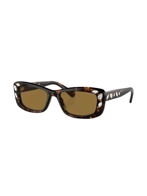 SWAROVSKI Crystal-embellished Rectangle Sunglasses - Brown