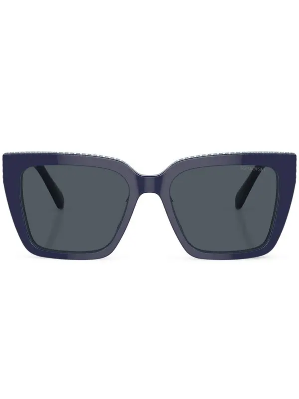 SWAROVSKI Crystal-embellished Rectangle Sunglasses - Blue