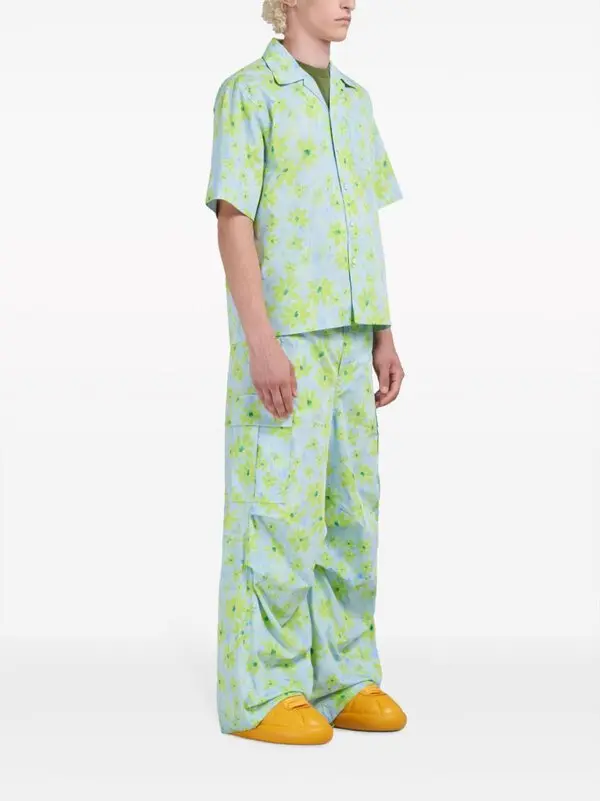 Marni Floral-print Cotton Shirt - Blue