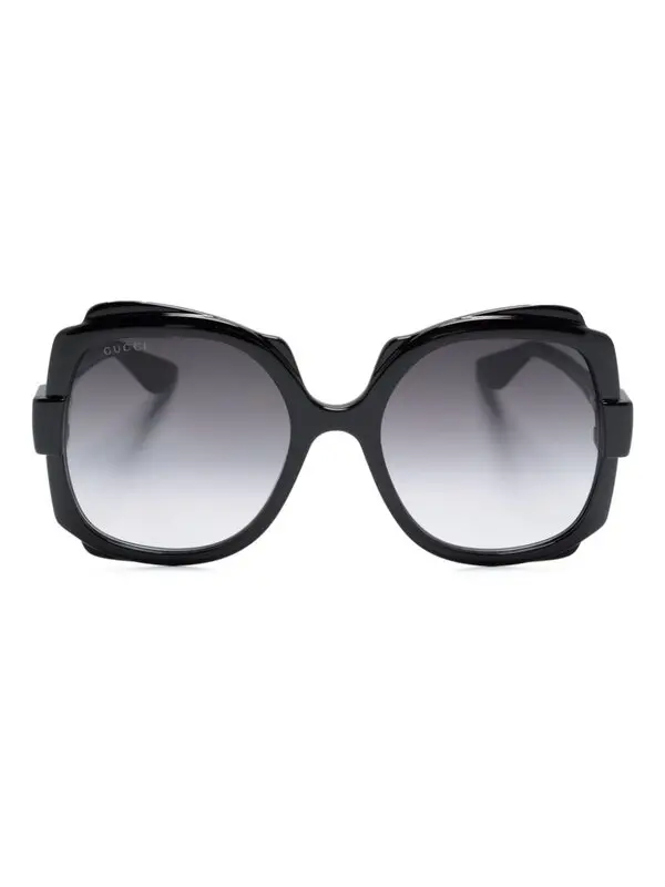 Gucci Logo-engraved Square-frame Sunglasses - Black