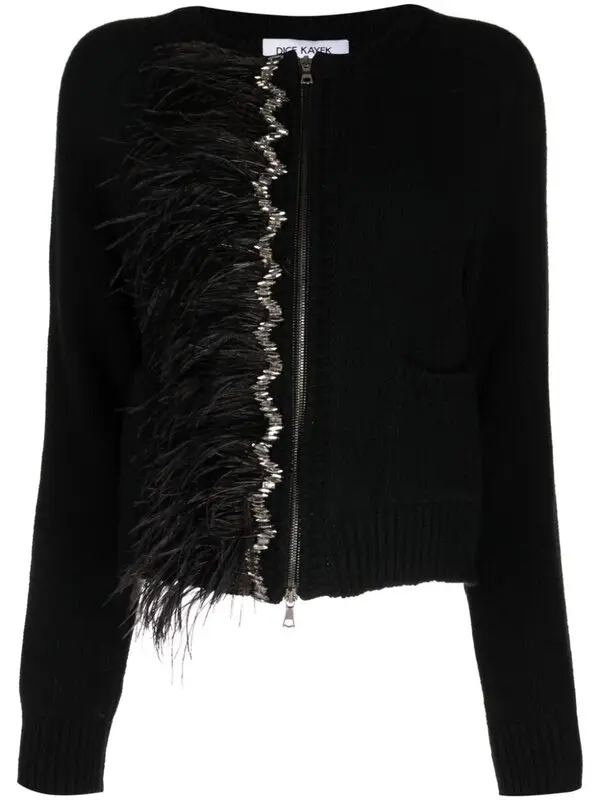 Dice Kayek Crystal-embellished Zip-up Cardigan