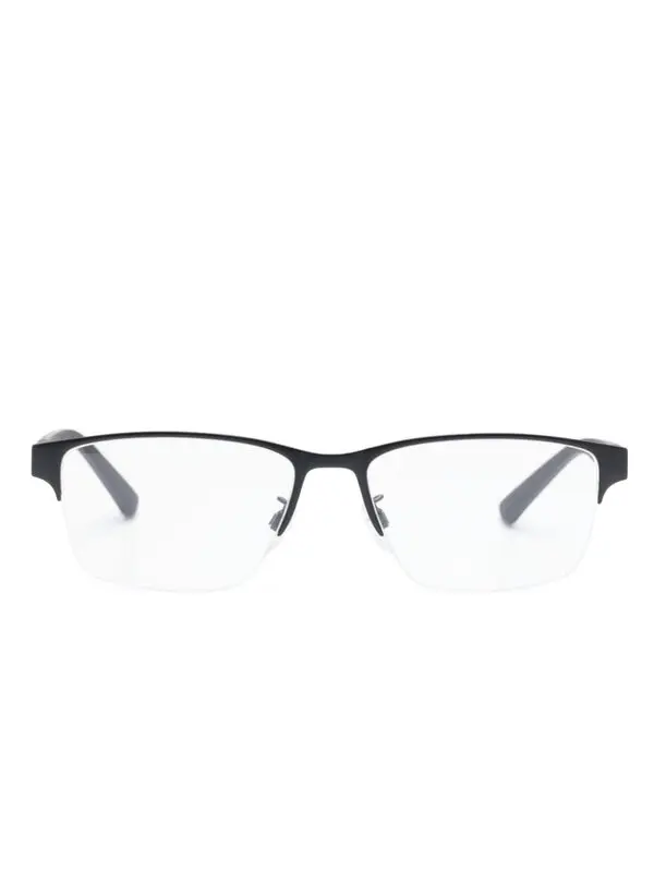 Emporio Armani Logo-engraved Rectangle-frame Eyeglasses - Black