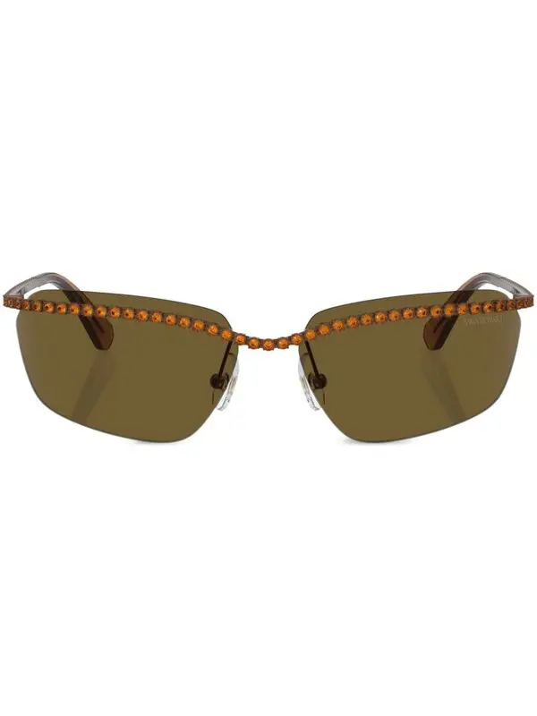 SWAROVSKI Pavé Crystal Band Rectangle Sunglasses - Brown