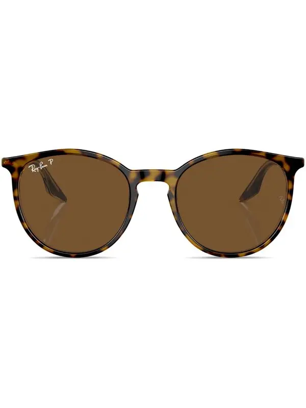 Ray-ban Logo-print Round-frame Sunglasses - Brown