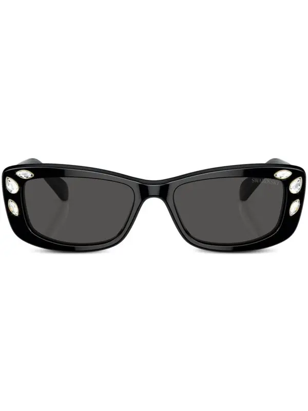 SWAROVSKI Crystal-embellished Rectangle Sunglasses - Black