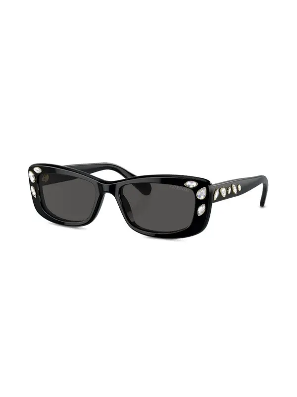 SWAROVSKI Crystal-embellished Rectangle Sunglasses - Black