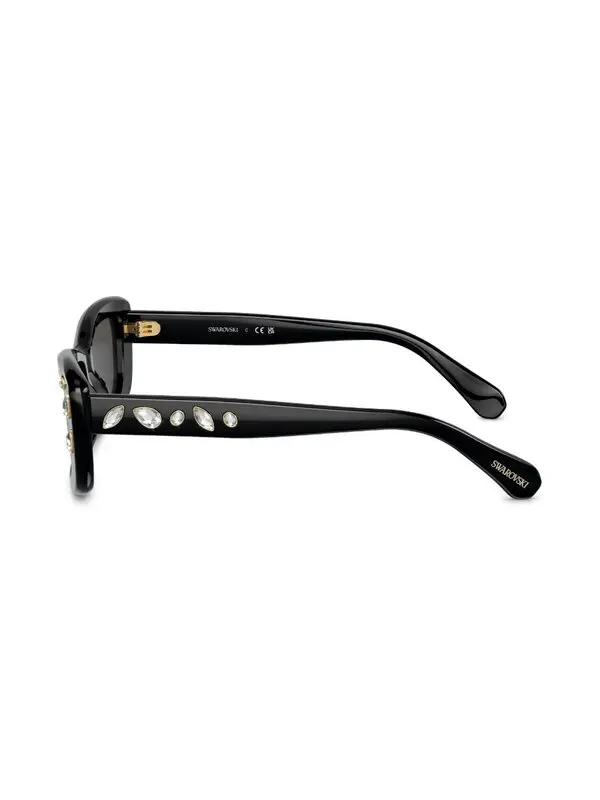 SWAROVSKI Crystal-embellished Rectangle Sunglasses - Black