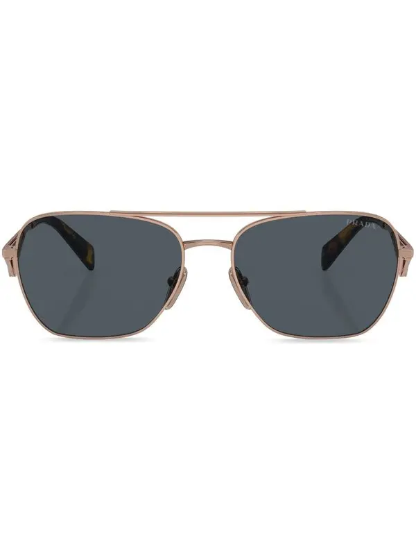 Prada Triangle-logo Pilot Sunglasses - Gold