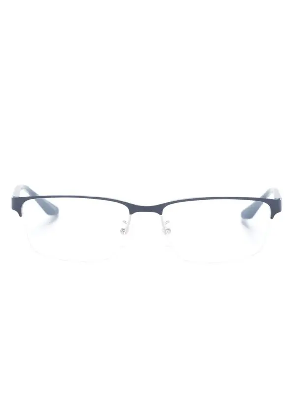 Emporio Armani Logo-plaque Half-rim Eyeglasses - Blue