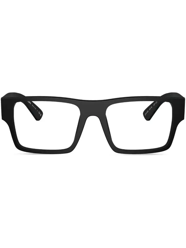 Prada Logo-engraved Square-frame Glasses - Black