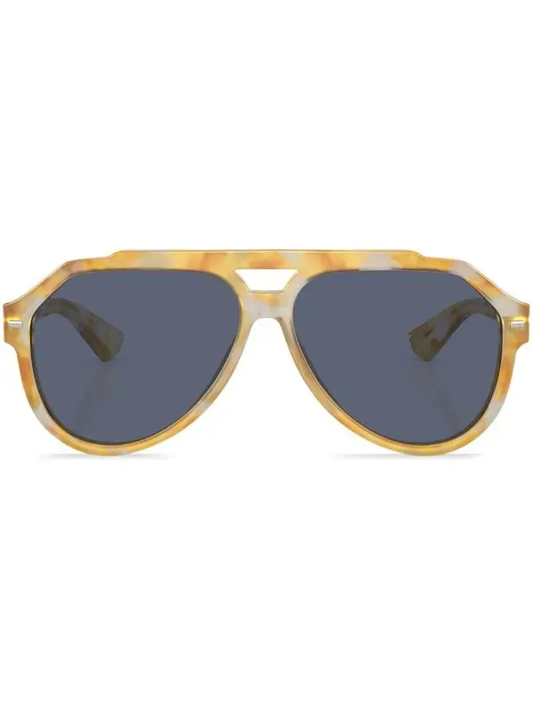 Dolce & Gabbana Graphic-print Round-frame Sunglasses - Yellow