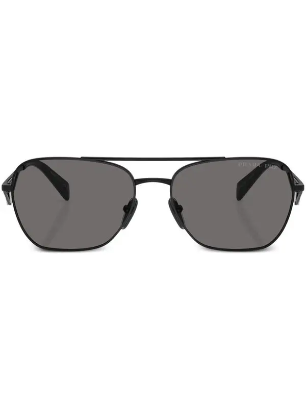 Prada Triangle-logo Pilot Sunglasses - Black