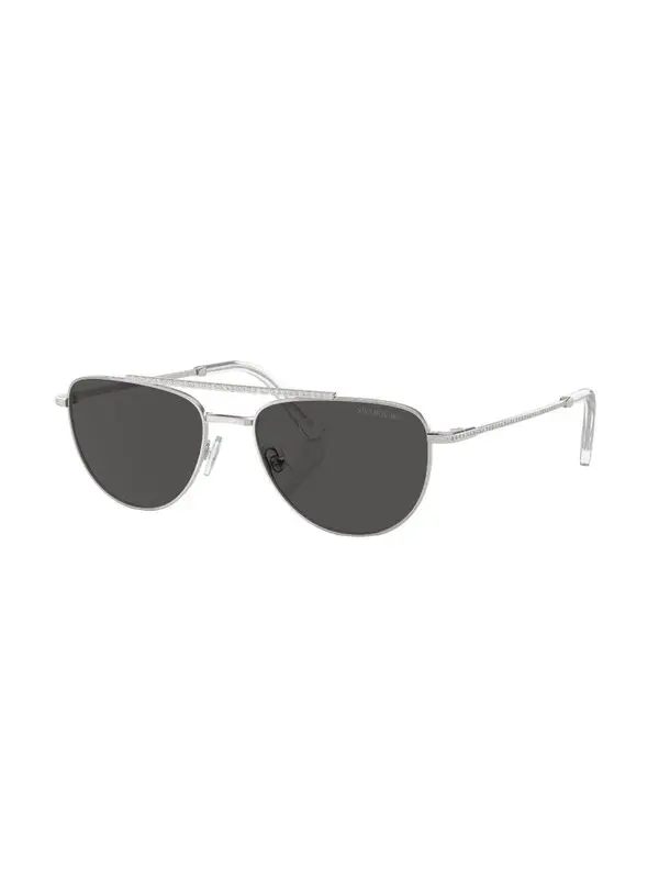 SWAROVSKI Crystal-embellished Aviator Sunglasses - Silver