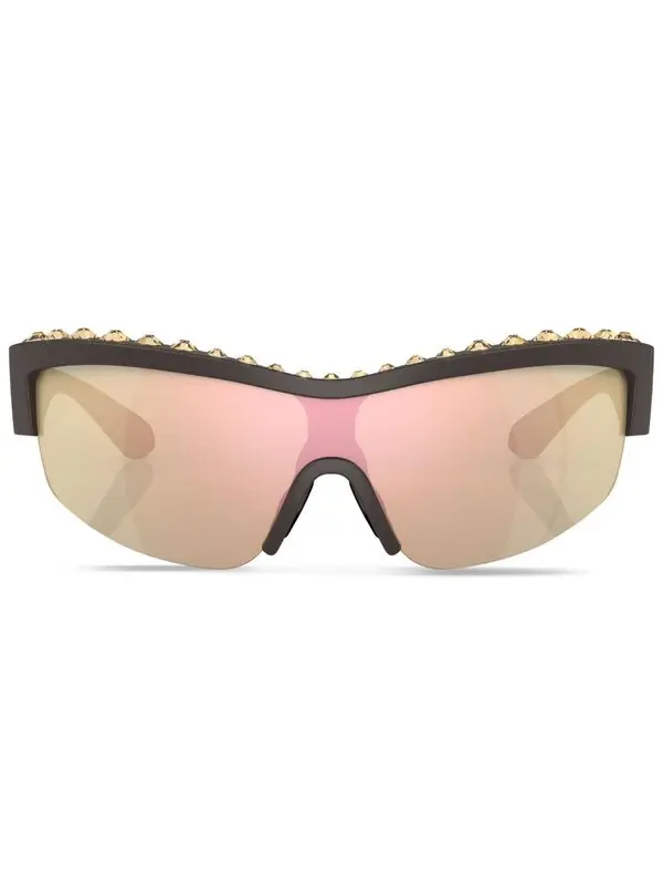 SWAROVSKI Half-rim Shield-frame Sunglasses - Brown