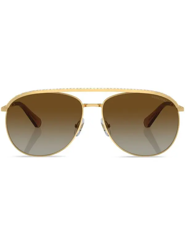 SWAROVSKI Crystal-embellished Aviator Sunglasses - Gold