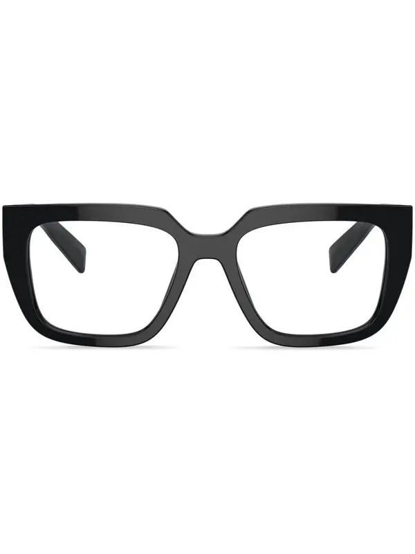 Prada Logo-lettering Square Frame Glasses - Black
