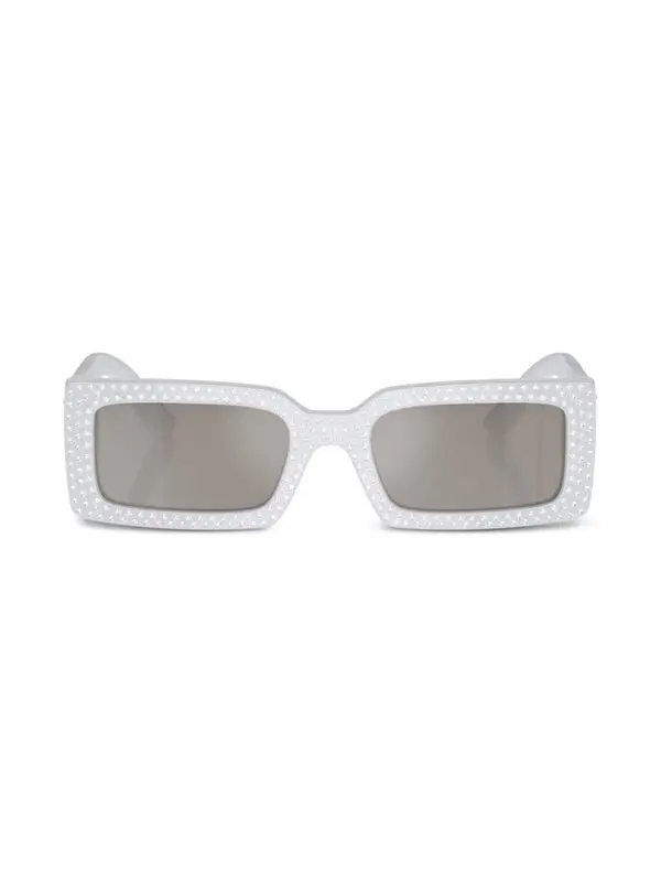 Dolce & Gabbana Crystal-embellished Rectangle Sunglasses - Grey