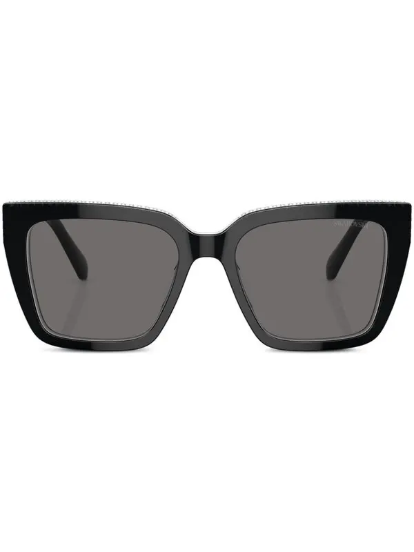 SWAROVSKI Crystal-embellished Rectangle Sunglasses - Black