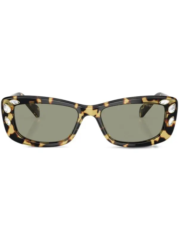 SWAROVSKI Tortoiseshell Rectangle-frame Sunglasses - Green