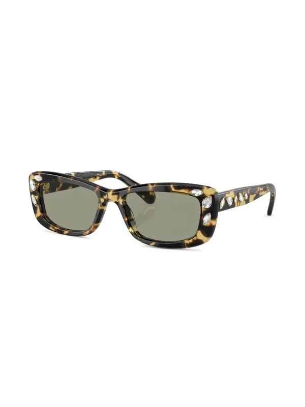 SWAROVSKI Tortoiseshell Rectangle-frame Sunglasses - Green
