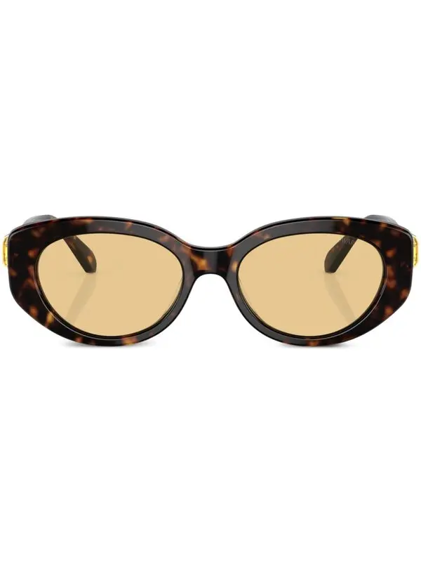 SWAROVSKI Tortoiseshell-effect Round-frame Sunglasses - Brown