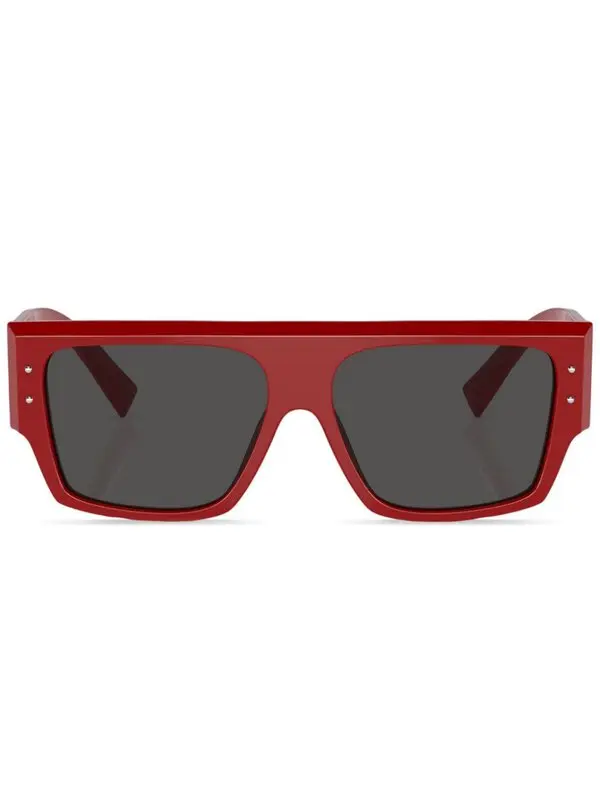 Dolce & Gabbana Logo-print Rectangle-frame Sunglasses - Red
