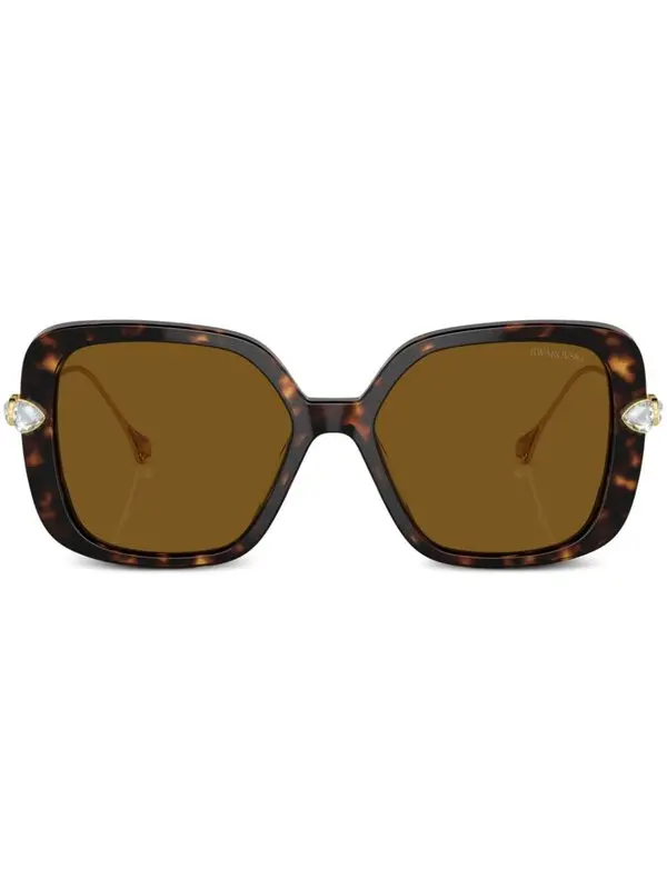 SWAROVSKI Tortoiseshell Rectangle-frame Sunglasses - Green
