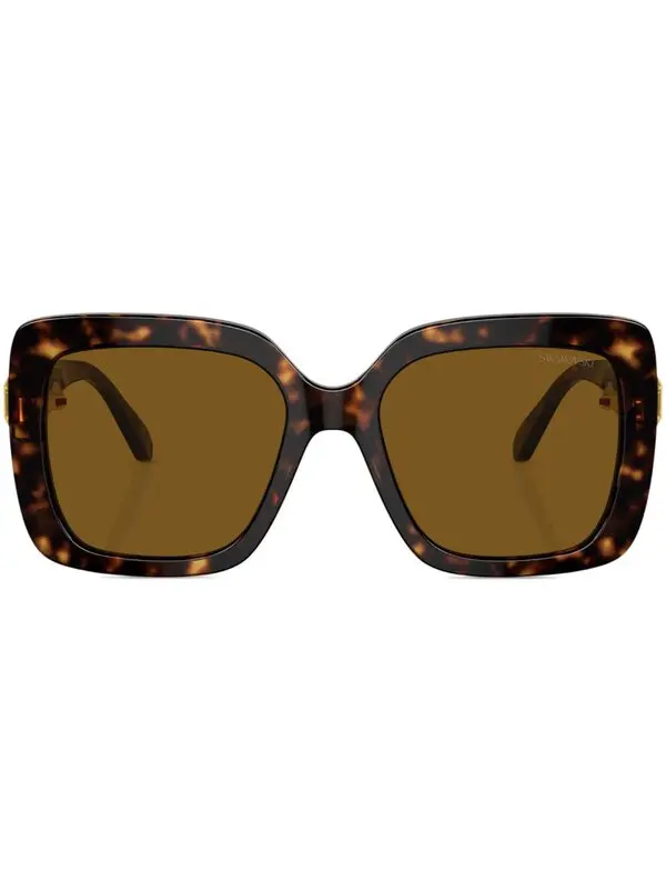 SWAROVSKI Tortoiseshell-effect Rectangle-frame Sunglasses - Green
