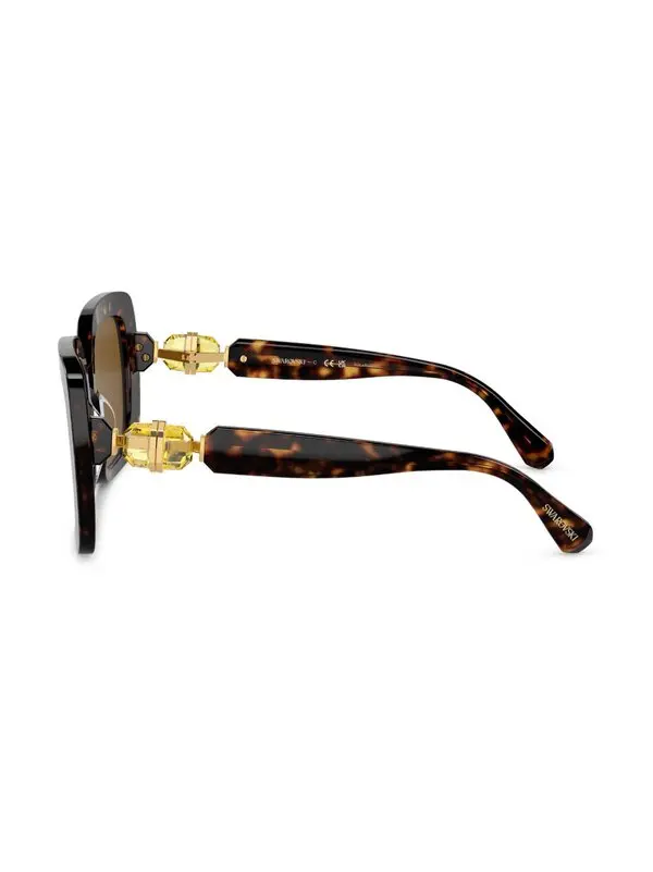 SWAROVSKI Tortoiseshell-effect Rectangle-frame Sunglasses