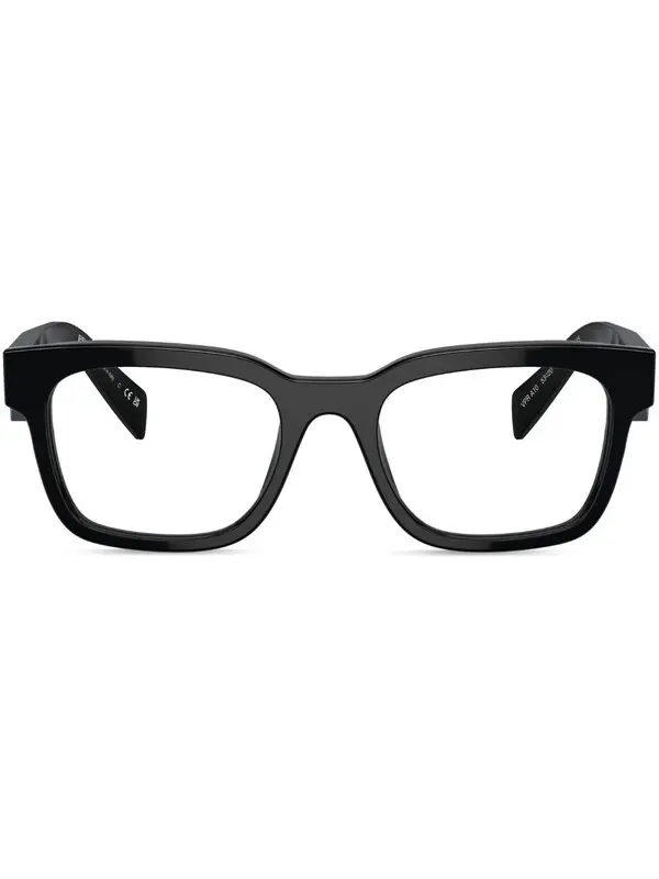 Prada Logo-engraved Square-frame Glasses - Black
