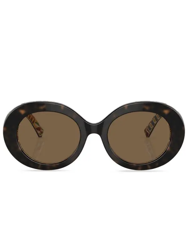 Dolce & Gabbana Carretto-print Round-frame Sunglasses - Green